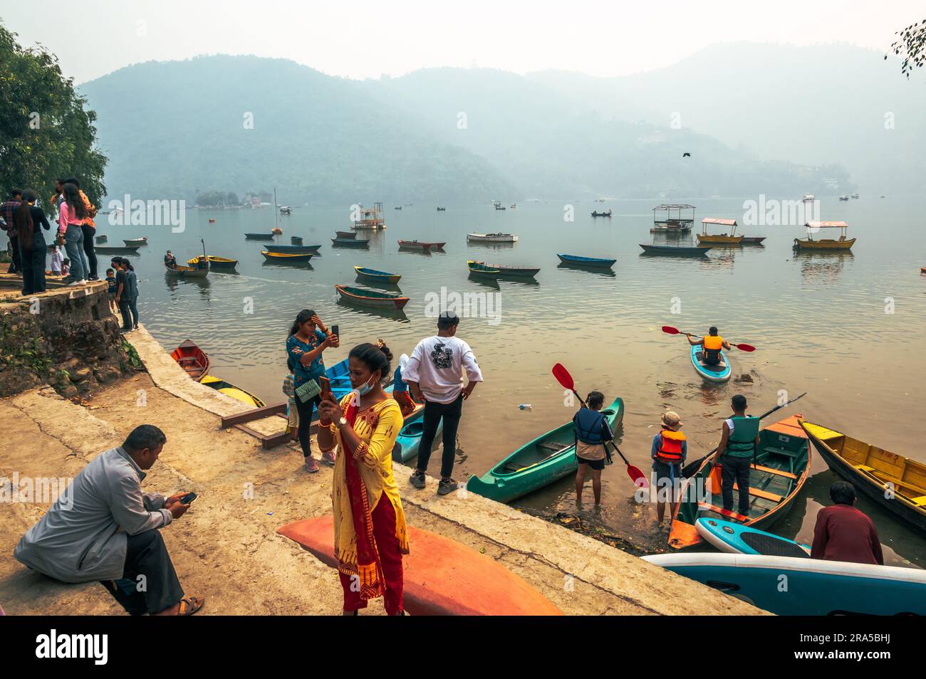 Pokhara,Nepal: Apr 14,2023 - A landscape around Phewa lake in Pokhara ...