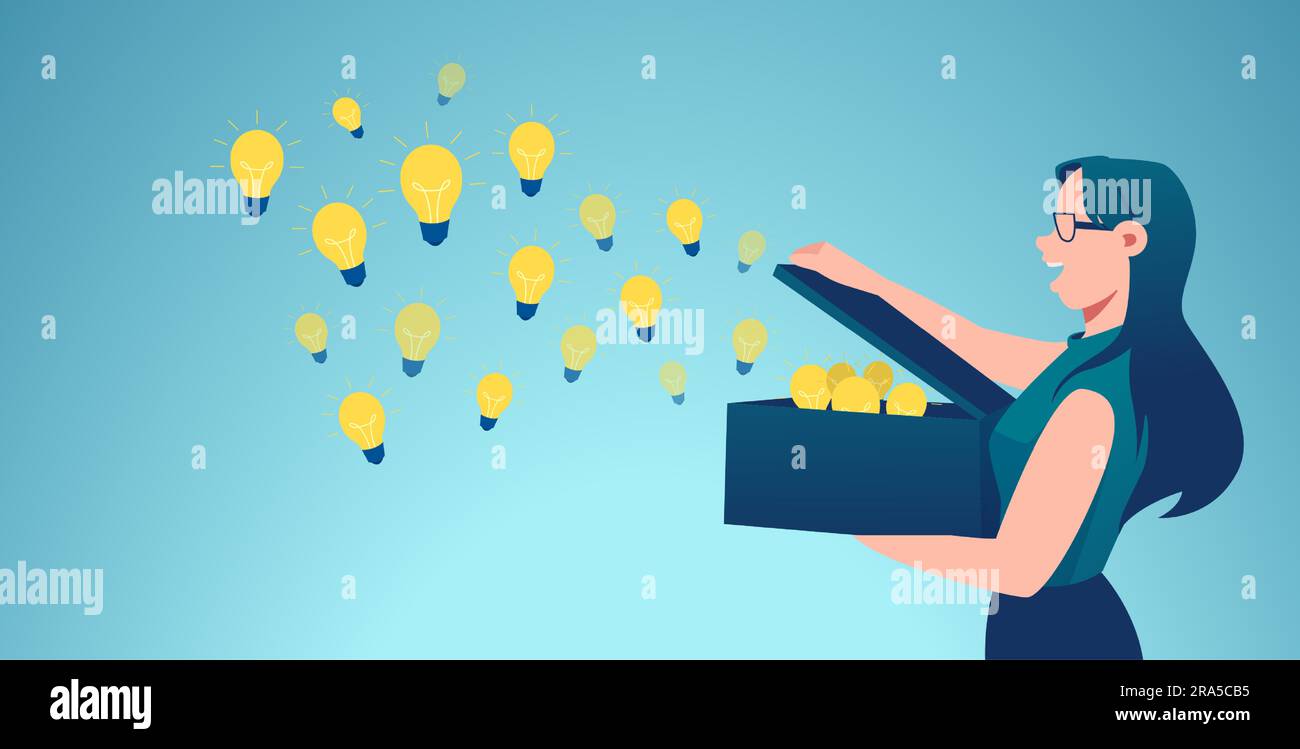 Vector of a happy woman sharing many ideas Stock Vector Image & Art - Alamy