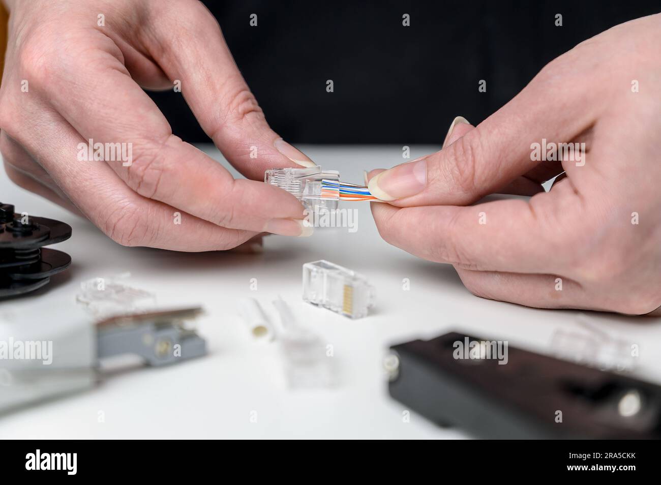 RJ45 LAN cable crimping, Go to RJ45 connector crimping. Connection ...