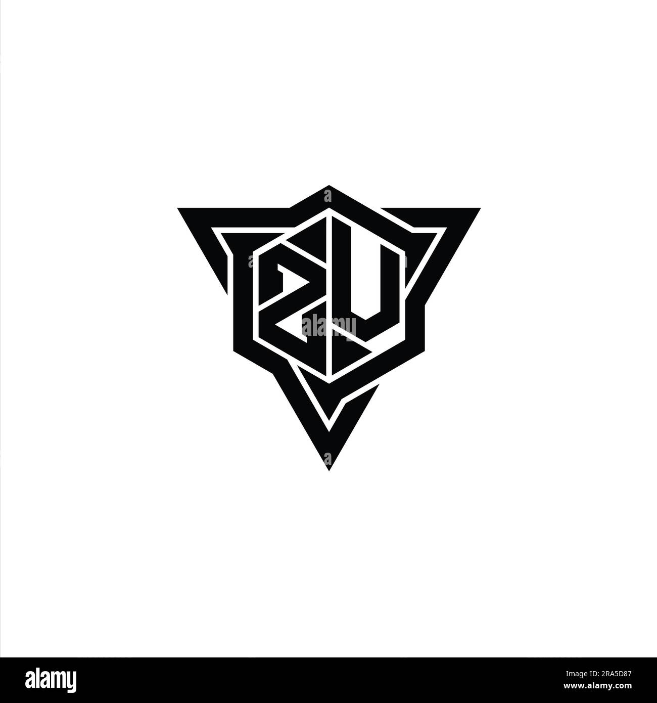 ZV Letter Logo monogram hexagon shape with triangle outline sharp slice ...