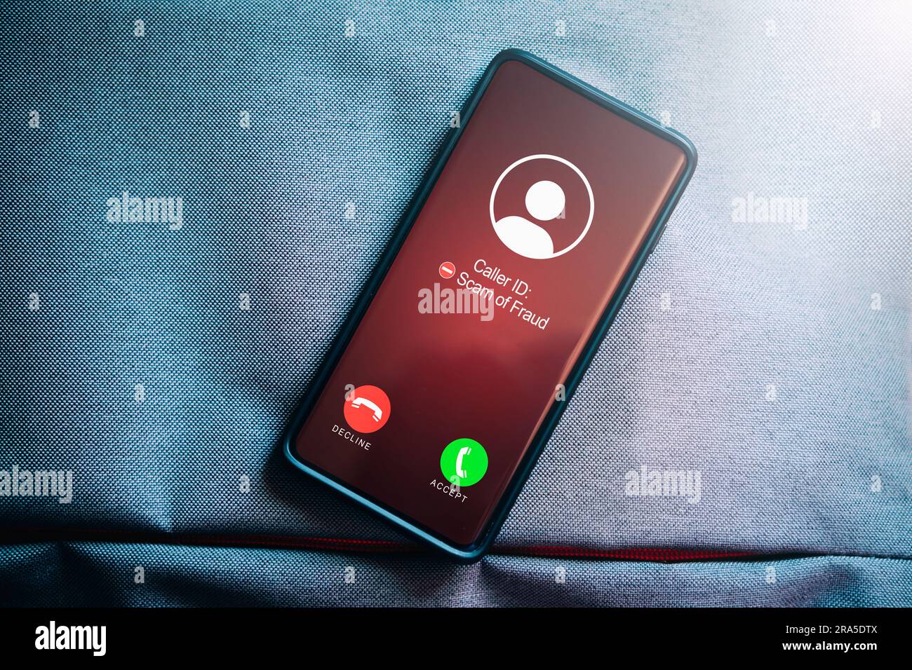 Smartphone incoming unwanted call. Spam, scam, phishing and fraud concept with copy space ...
