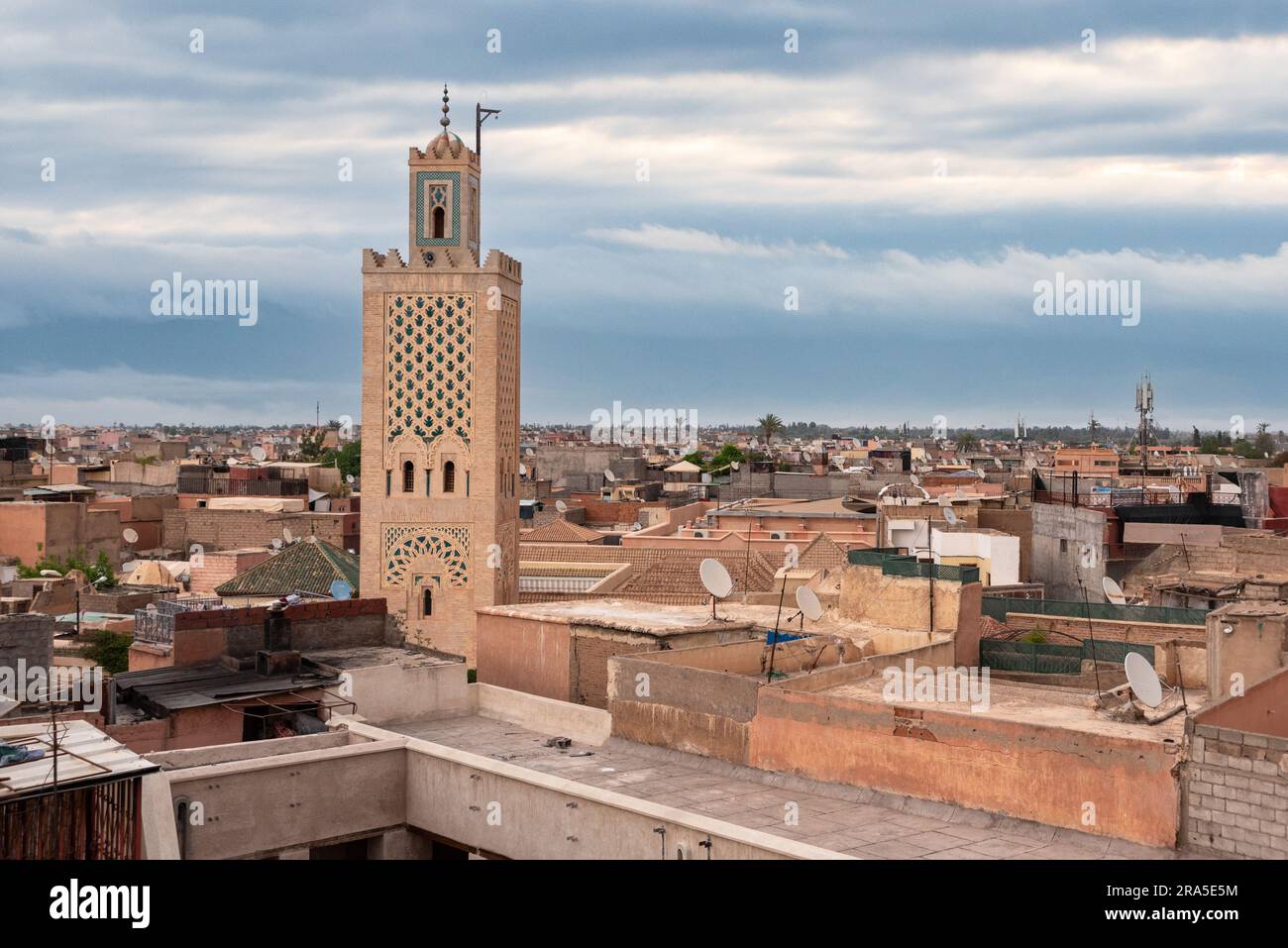 Minaret of the Ben Salah mosque in the medina of Marrakech, Morocco ...