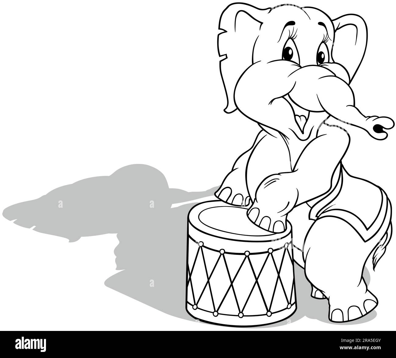Drawing of a Elephant Standing on a Circus Barrel Stock Vector Image ...