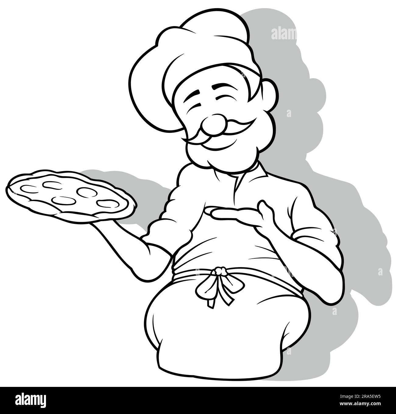 Drawing of a Chef Holding a Pizza Stock Vector Image & Art - Alamy
