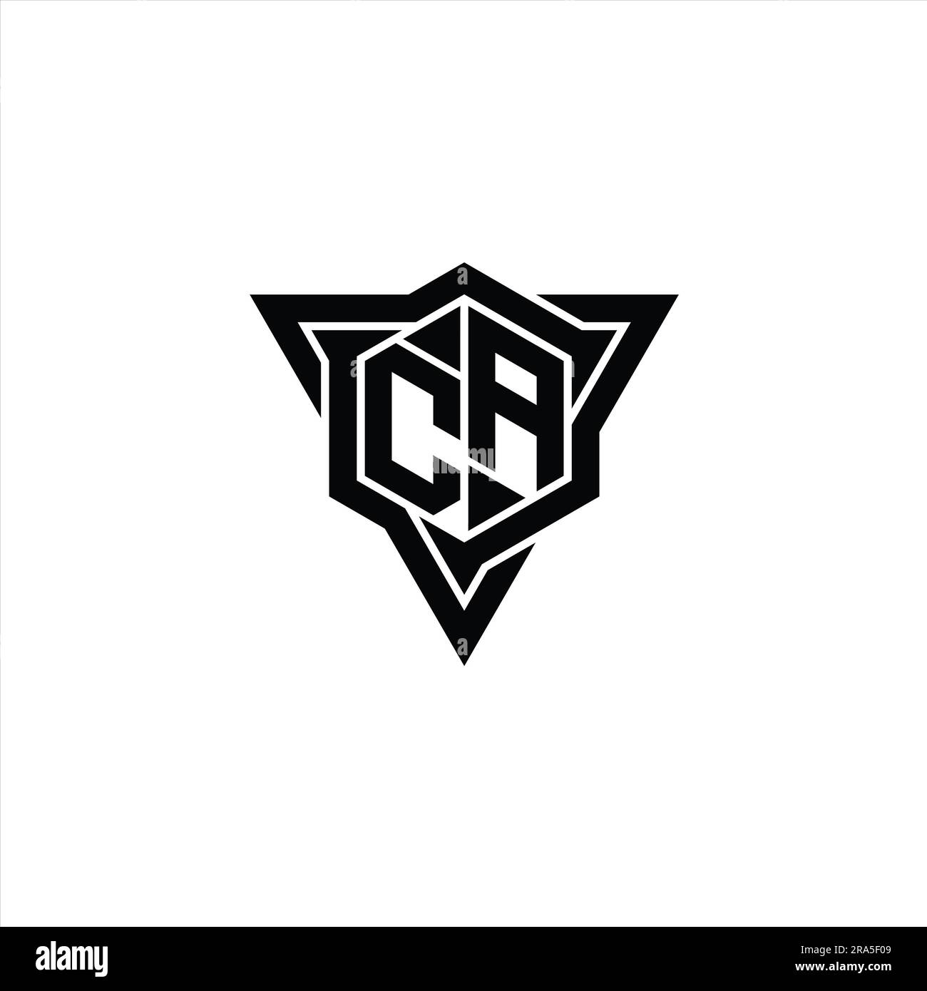 CA Letter Logo monogram hexagon shape with triangle outline sharp slice ...