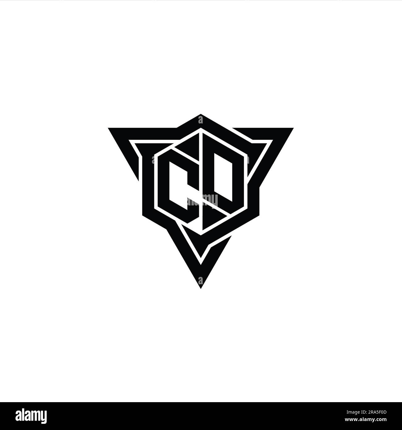 CD Letter Logo monogram hexagon shape with triangle outline sharp slice ...