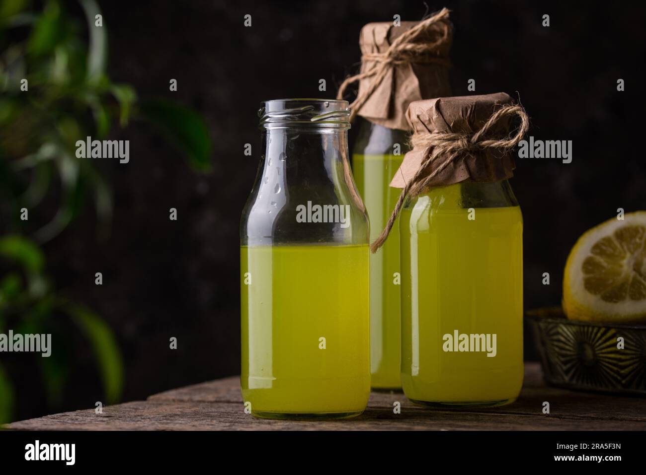Traditional italian limoncello or lemon liquor Stock Photo - Alamy