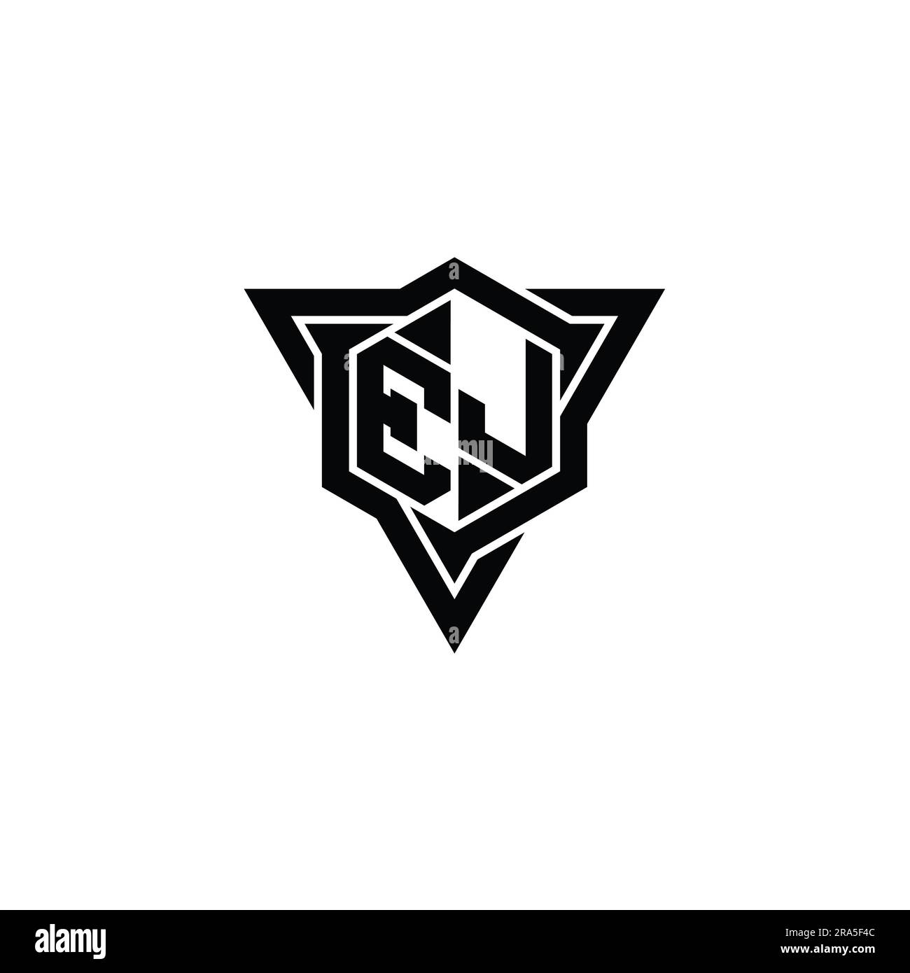 EJ Letter Logo monogram hexagon shape with triangle outline sharp slice ...