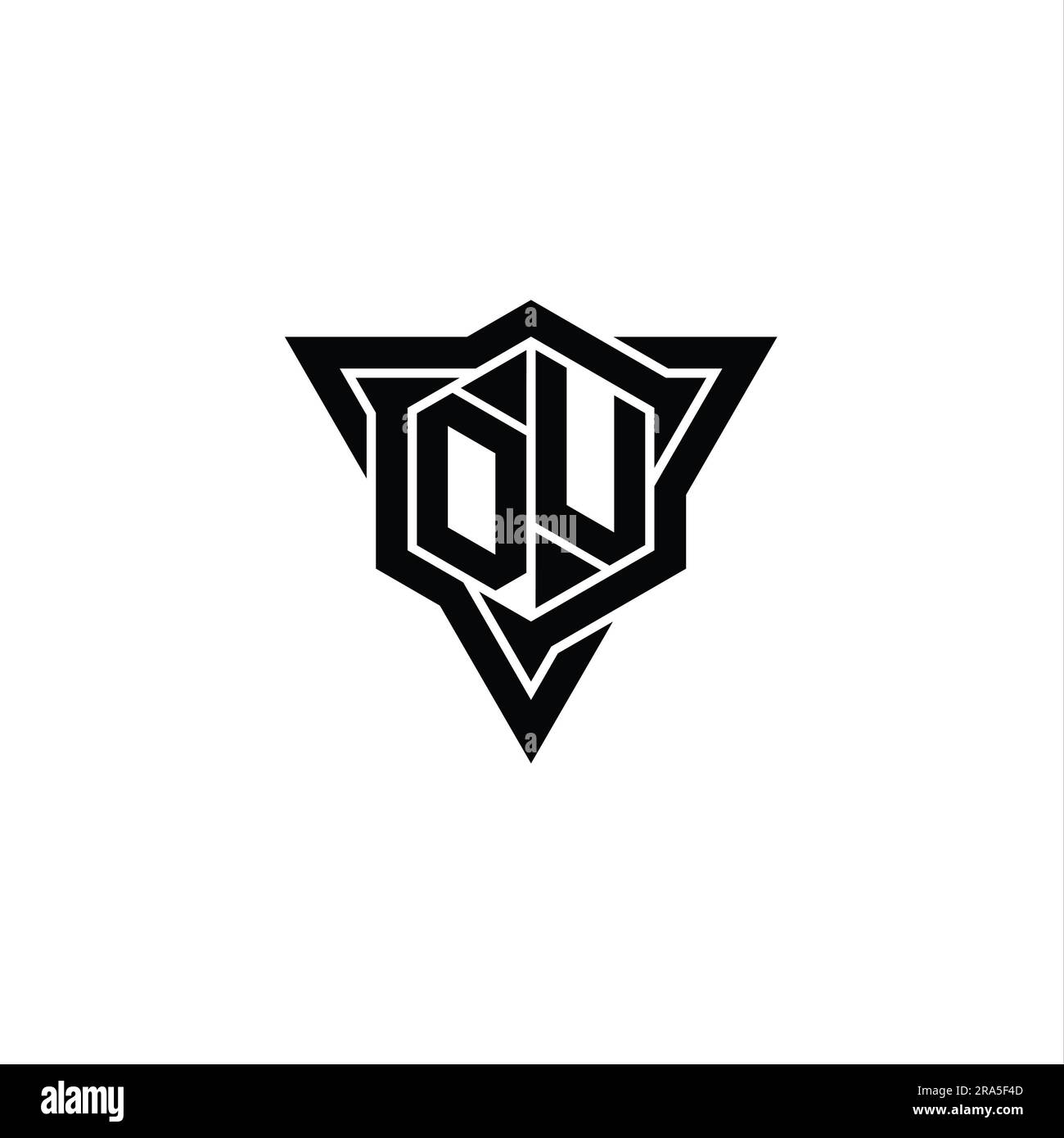 DU Letter Logo monogram hexagon shape with triangle outline sharp slice style design template ...