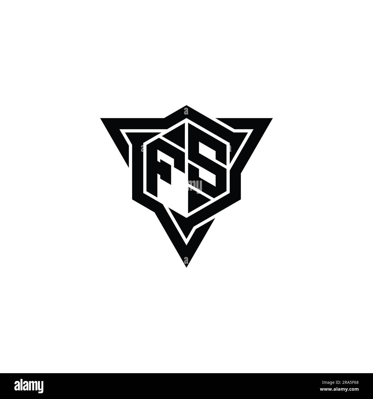 FS Letter Logo monogram hexagon shape with triangle outline sharp slice ...