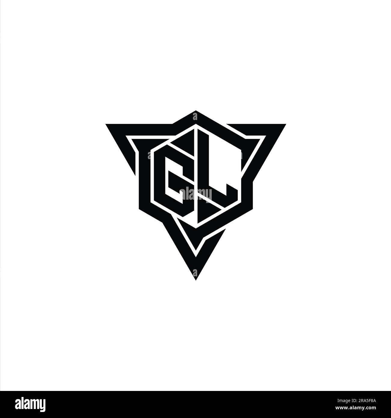 Gl Letter Logo Monogram Hexagon Shape With Triangle Outline Sharp Slice Style Design Template