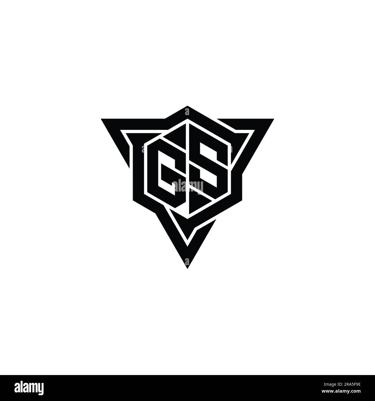 GS Letter Logo monogram hexagon shape with triangle outline sharp slice ...