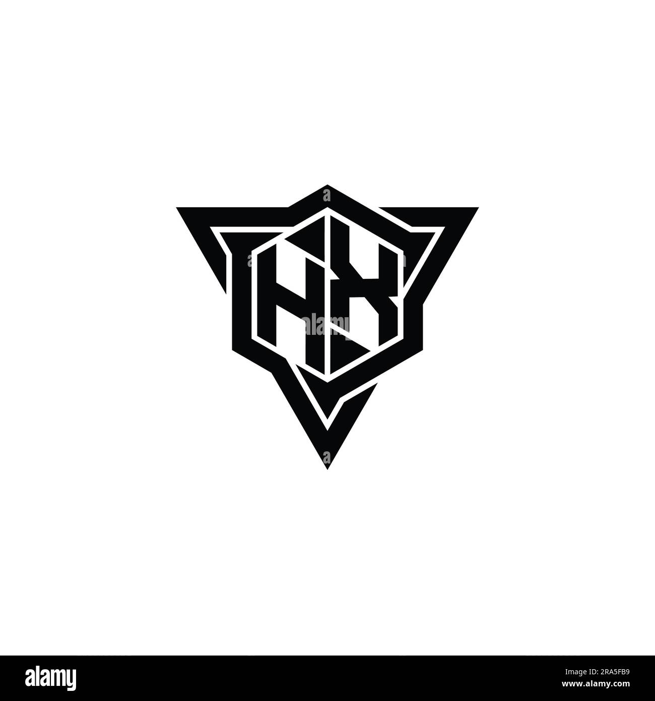 Hx Letter Logo Monogram Hexagon Shape With Triangle Outline Sharp Slice