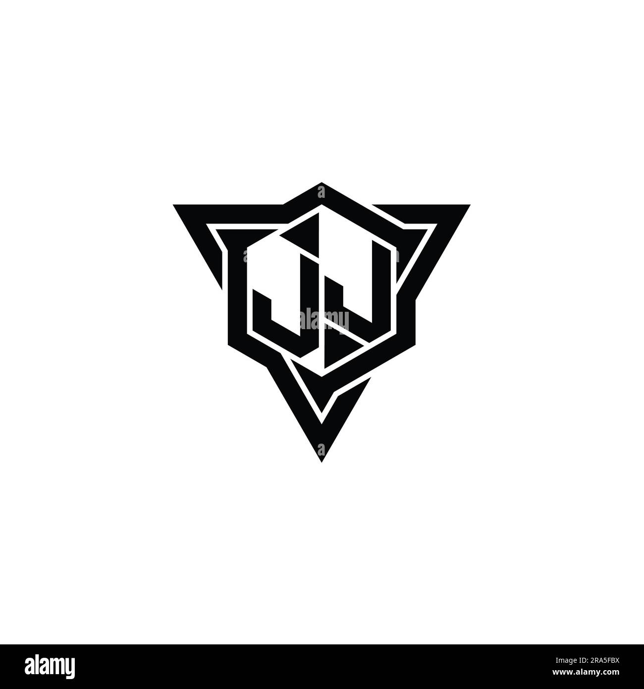 Jj Letter Logo Monogram Hexagon Shape With Triangle Outline Sharp Slice Style Design Template