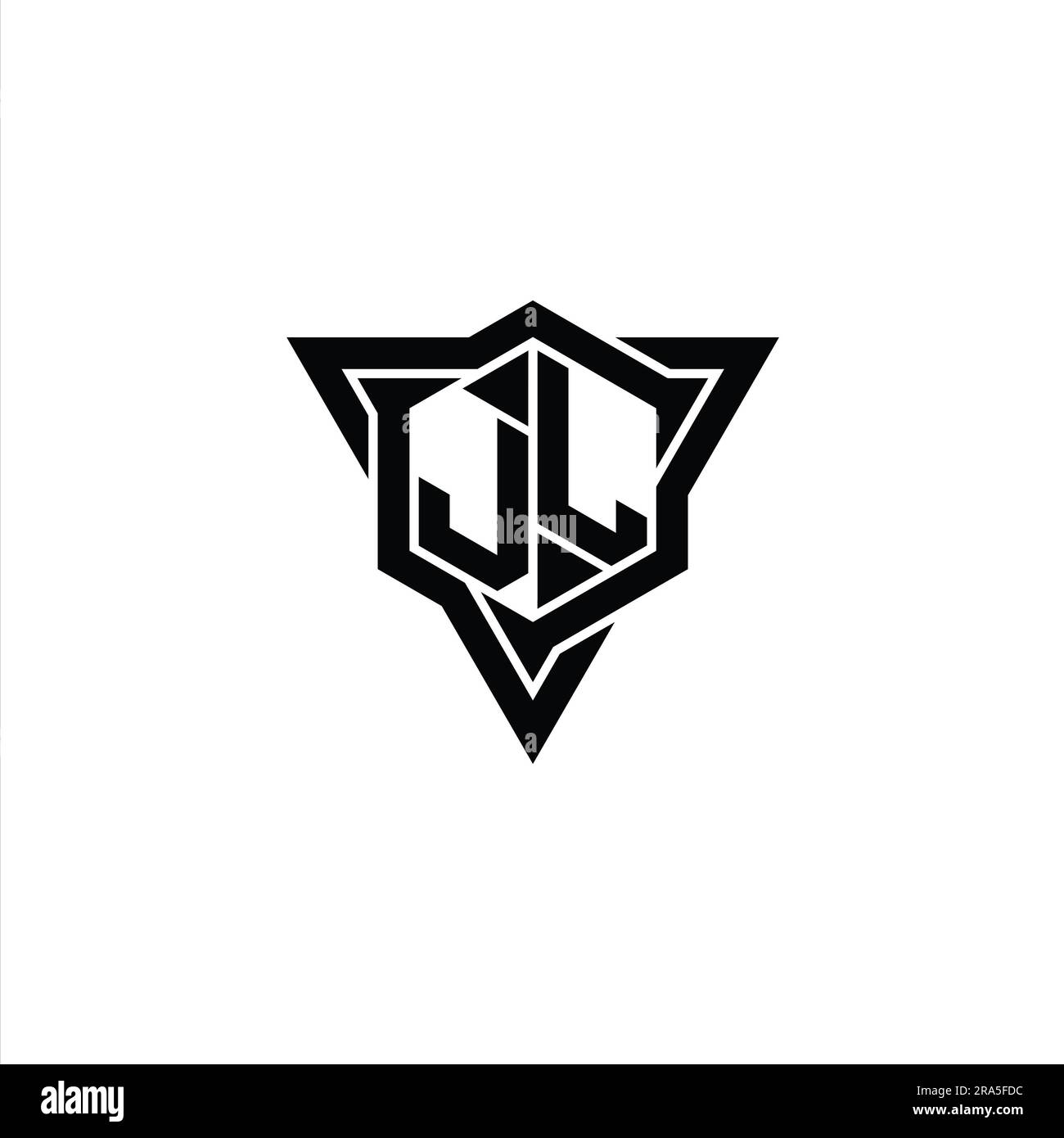 Jl Letter Logo Monogram Hexagon Shape With Triangle Outline Sharp Slice Style Design Template
