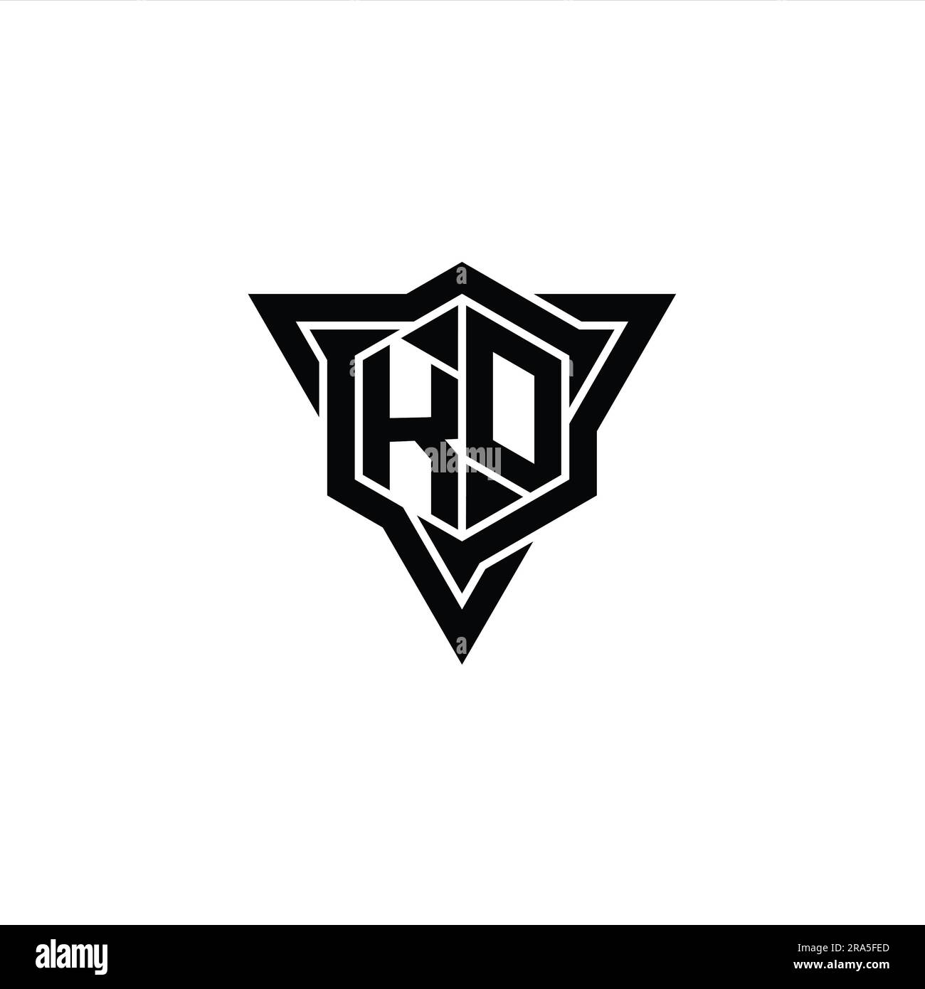 Kd Letter Logo Monogram Hexagon Shape With Triangle Outline Sharp Slice Style Design Template