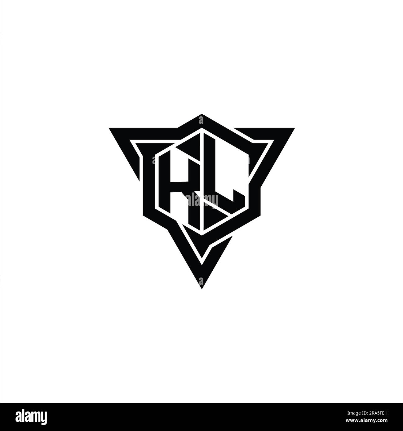 Kl Letter Logo Monogram Hexagon Shape With Triangle Outline Sharp Slice Style Design Template
