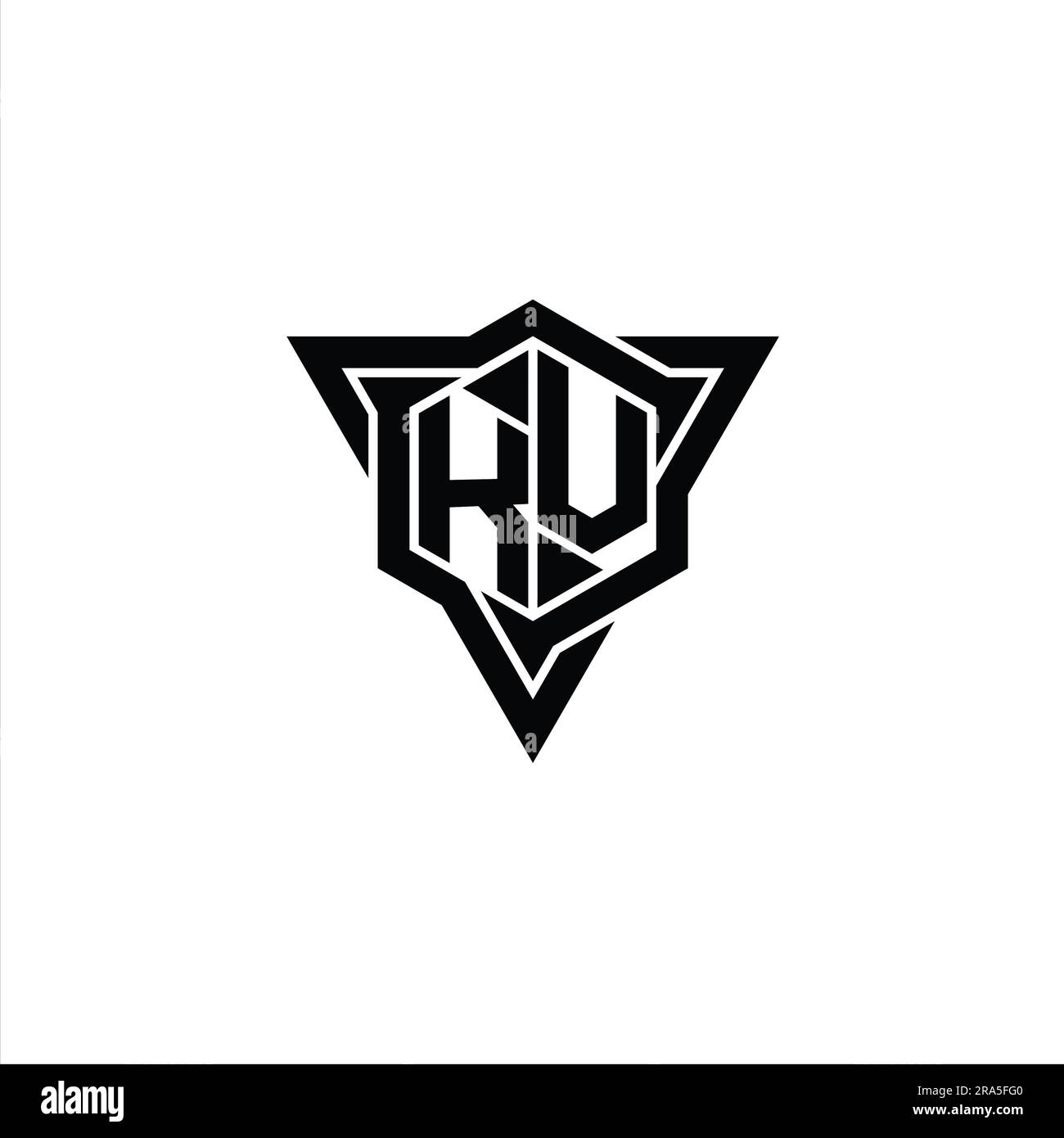 KV Letter Logo monogram hexagon shape with triangle outline sharp slice style design template ...