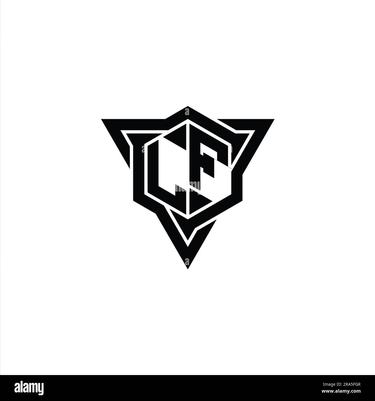Lf Letter Logo Monogram Hexagon Shape With Triangle Outline Sharp Slice Style Design Template