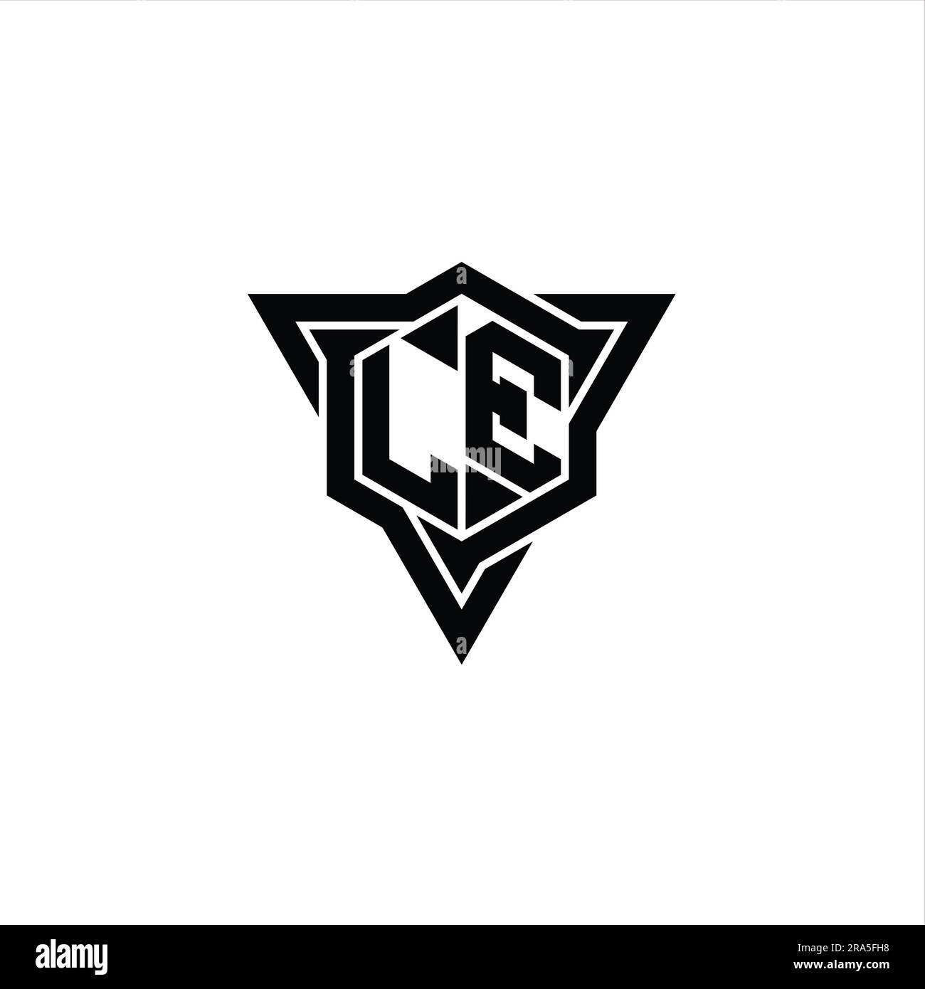 Le Letter Logo Monogram Hexagon Shape With Triangle Outline Sharp Slice