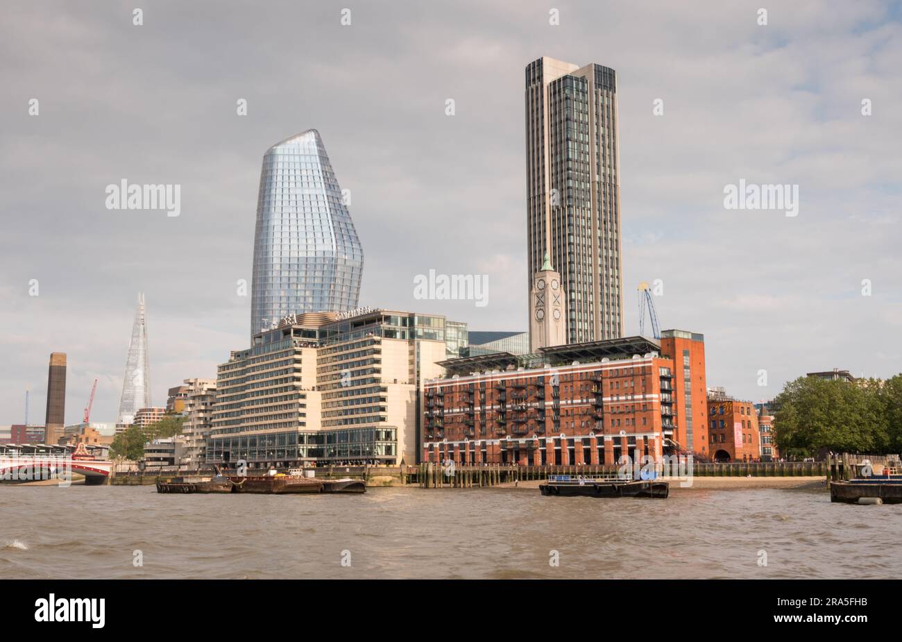 A sandy beach in front of the Oxo Tower, South Bank Tower and One ...