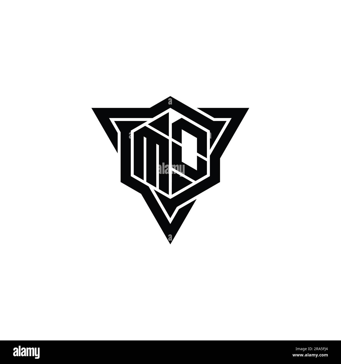 MO Letter Logo monogram hexagon shape with triangle outline sharp slice ...