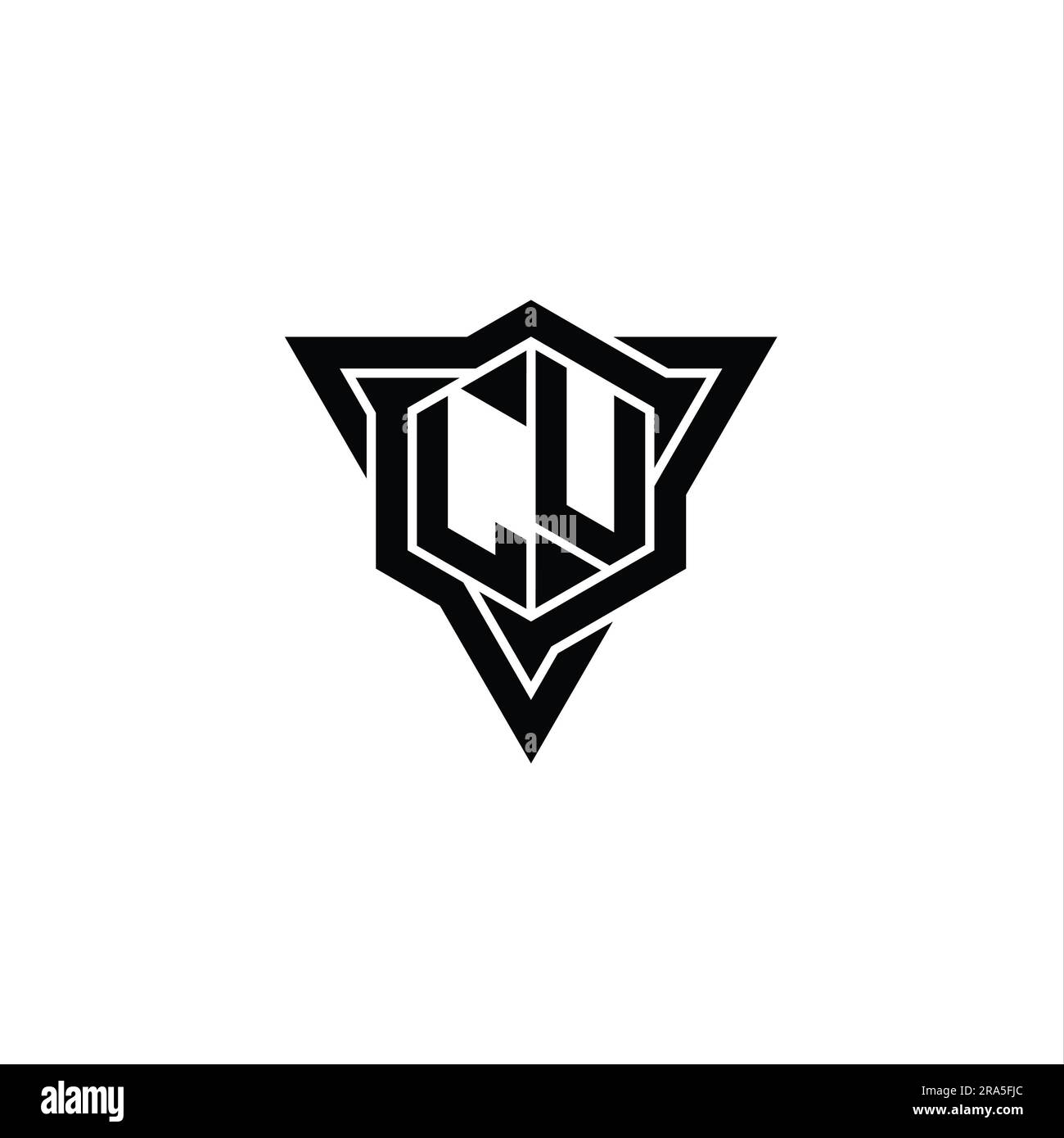 LU Letter Logo monogram hexagon shape with triangle outline sharp slice ...