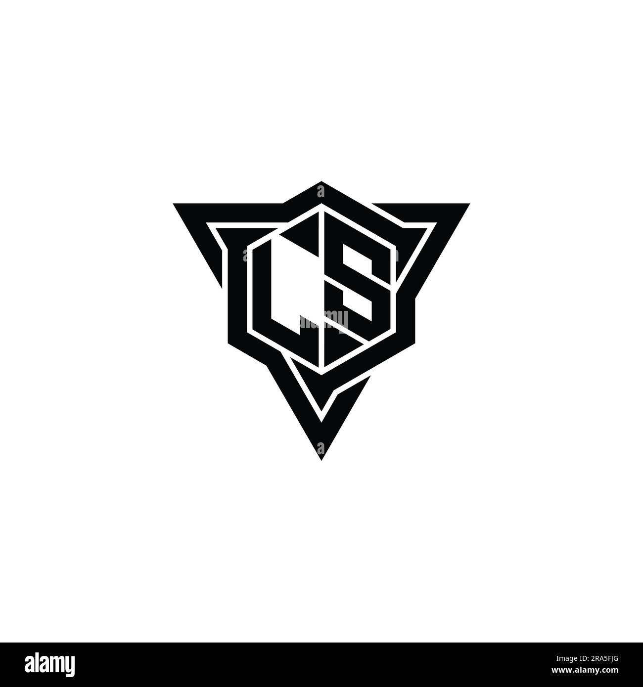 Ls Letter Logo Monogram Hexagon Shape With Triangle Outline Sharp Slice Style Design Template