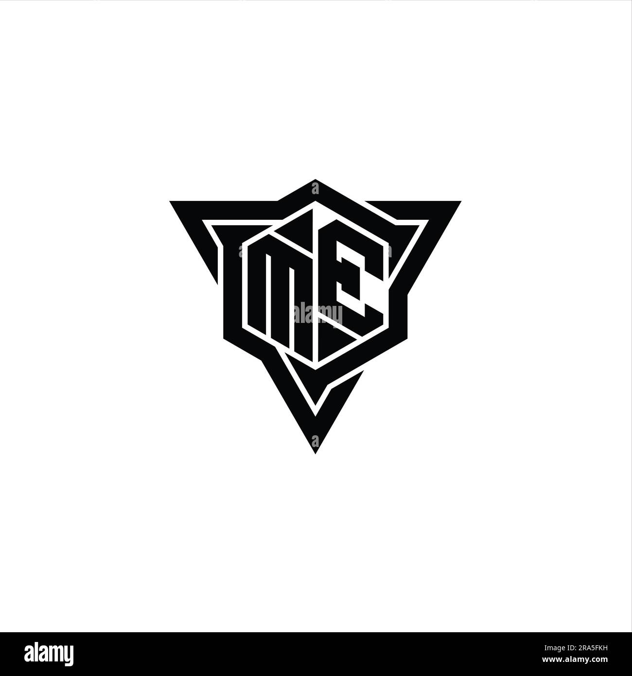 ME Letter Logo monogram hexagon shape with triangle outline sharp slice ...