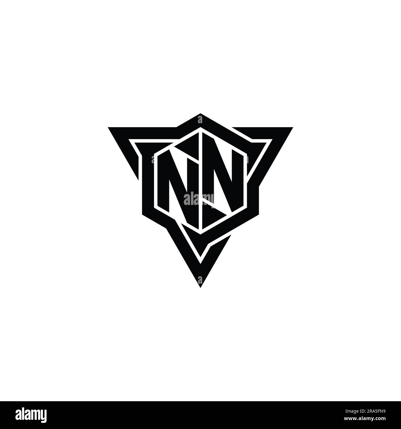 NN Letter Logo monogram hexagon shape with triangle outline sharp slice ...