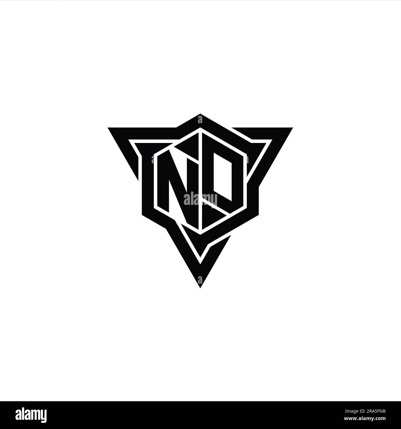 ND Letter Logo monogram hexagon shape with triangle outline sharp slice ...
