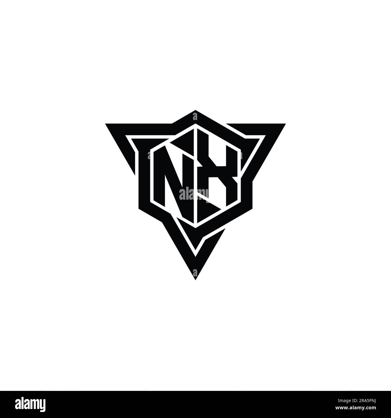Nx Letter Logo Monogram Hexagon Shape With Triangle Outline Sharp Slice Style Design Template