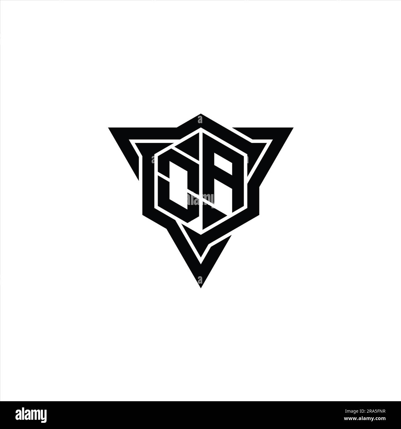 OA Letter Logo monogram hexagon shape with triangle outline sharp slice ...