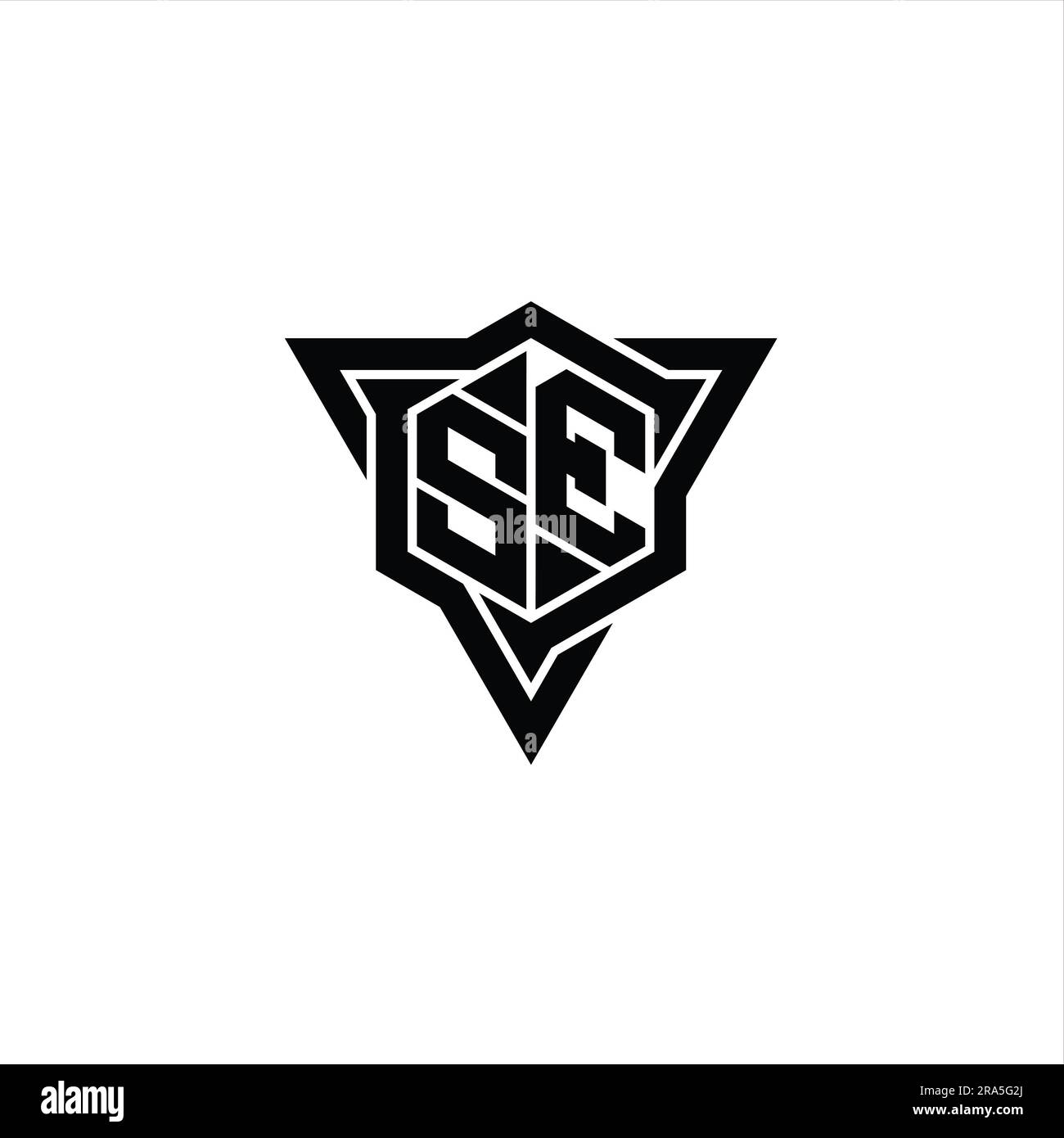 SE Letter Logo monogram hexagon shape with triangle outline sharp slice ...