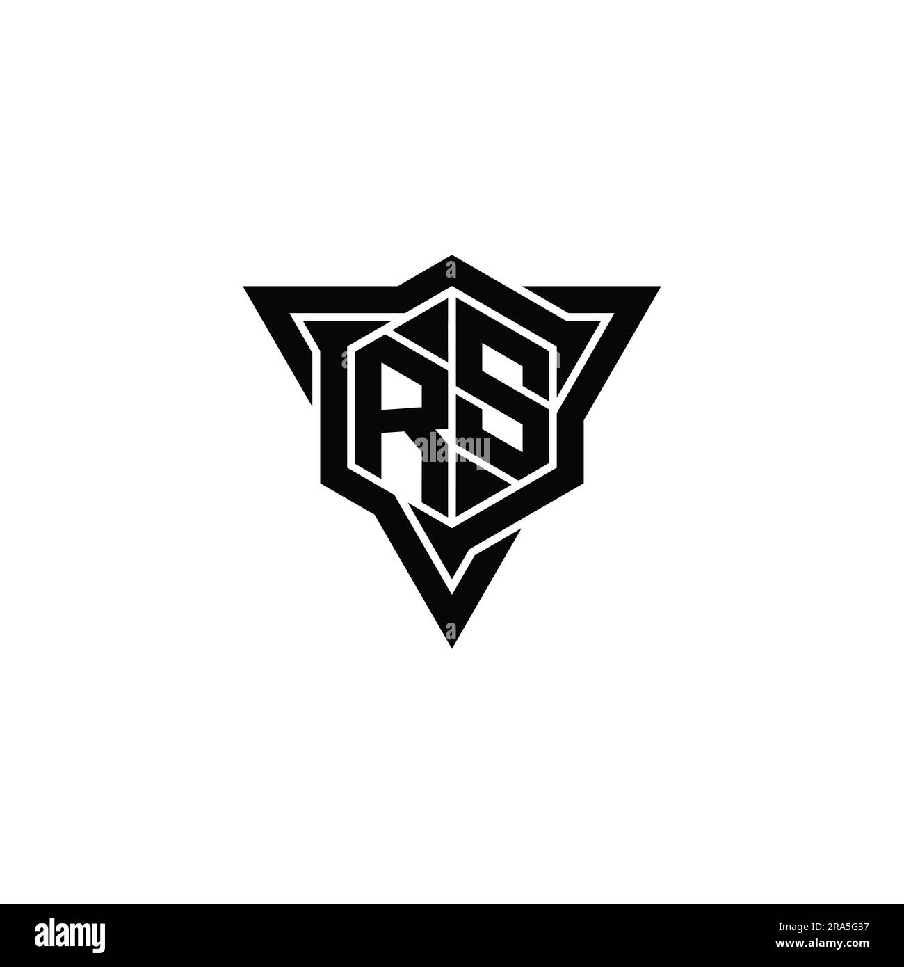RS Letter Logo monogram hexagon shape with triangle outline sharp slice ...