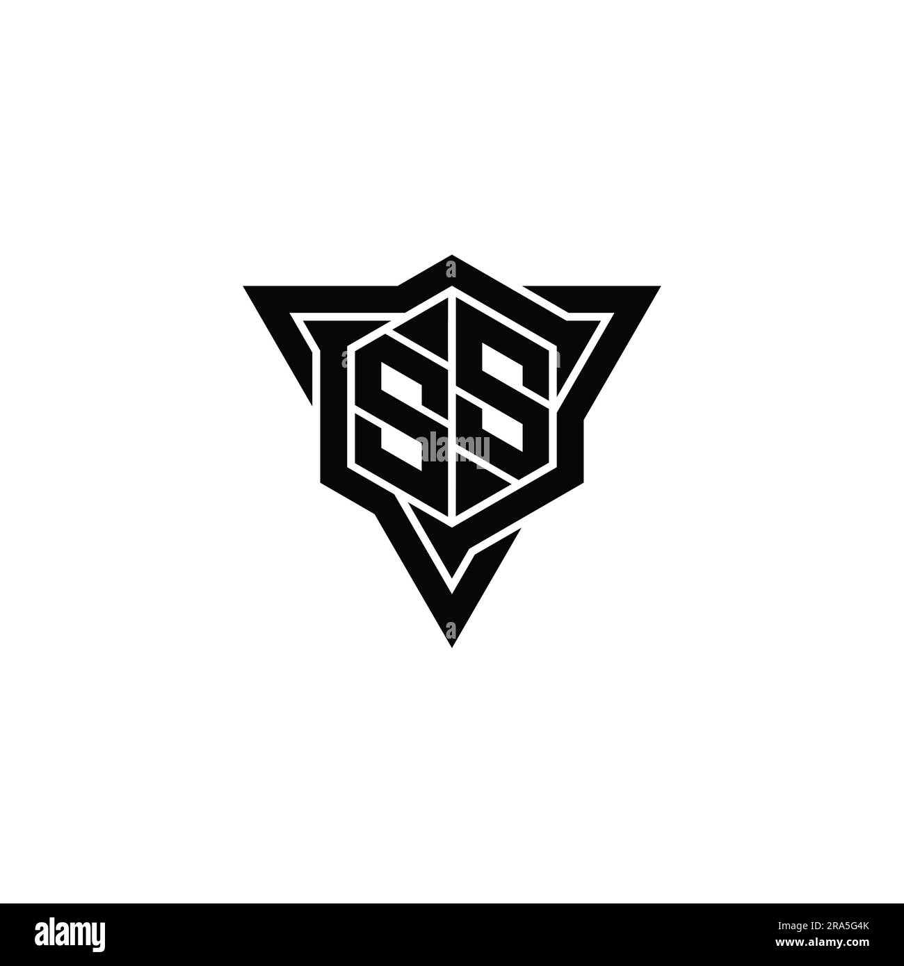 SS Letter Logo monogram hexagon shape with triangle outline sharp slice ...