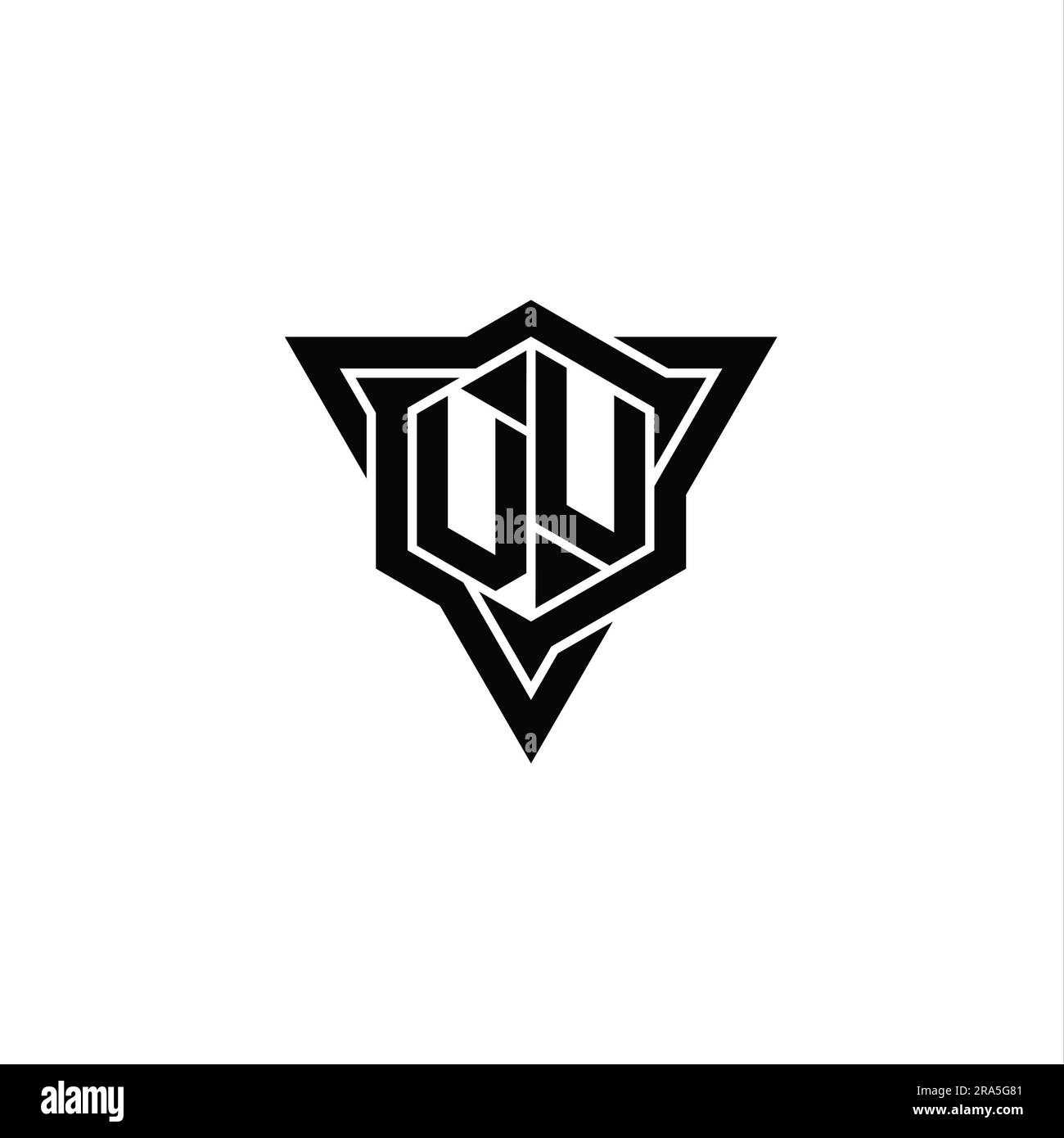 UU Letter Logo monogram hexagon shape with triangle outline sharp slice ...
