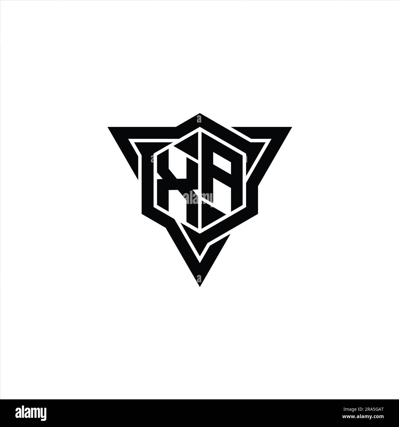 Xa Letter Logo Monogram Hexagon Shape With Triangle Outline Sharp Slice Style Design Template