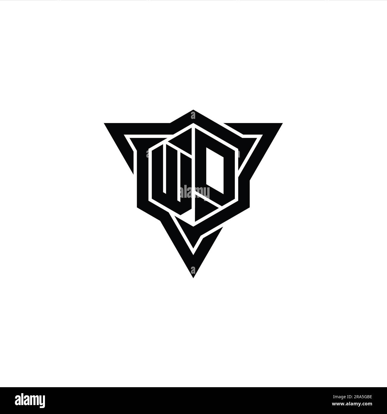 WD Letter Logo monogram hexagon shape with triangle outline sharp slice ...