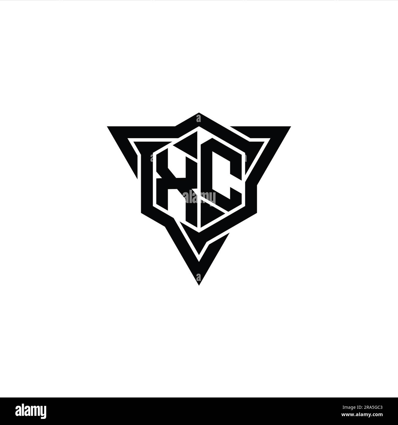 XC Letter Logo monogram hexagon shape with triangle outline sharp slice ...