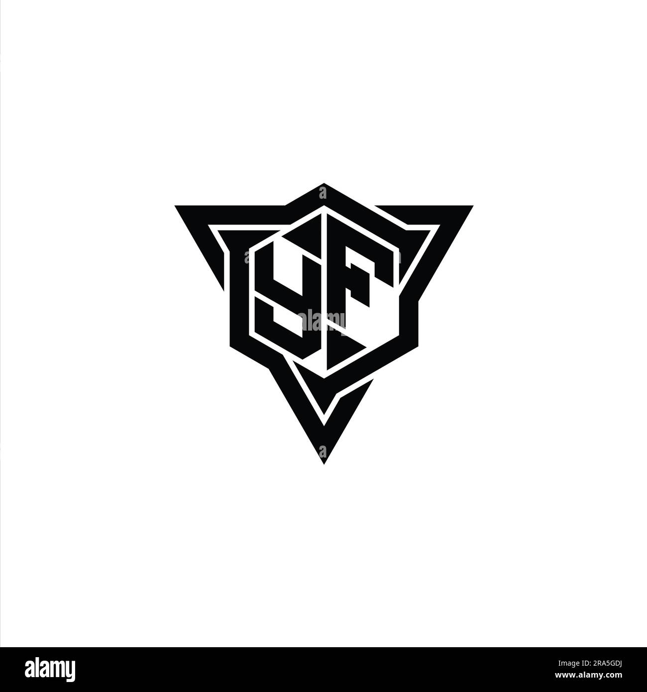 YF Letter Logo monogram hexagon shape with triangle outline sharp slice ...