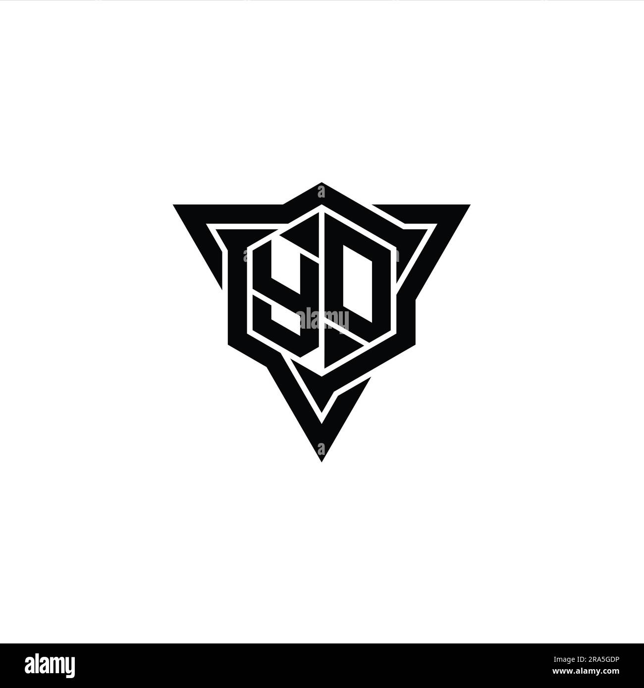 Yd Letter Logo Monogram Hexagon Shape With Triangle Outline Sharp Slice