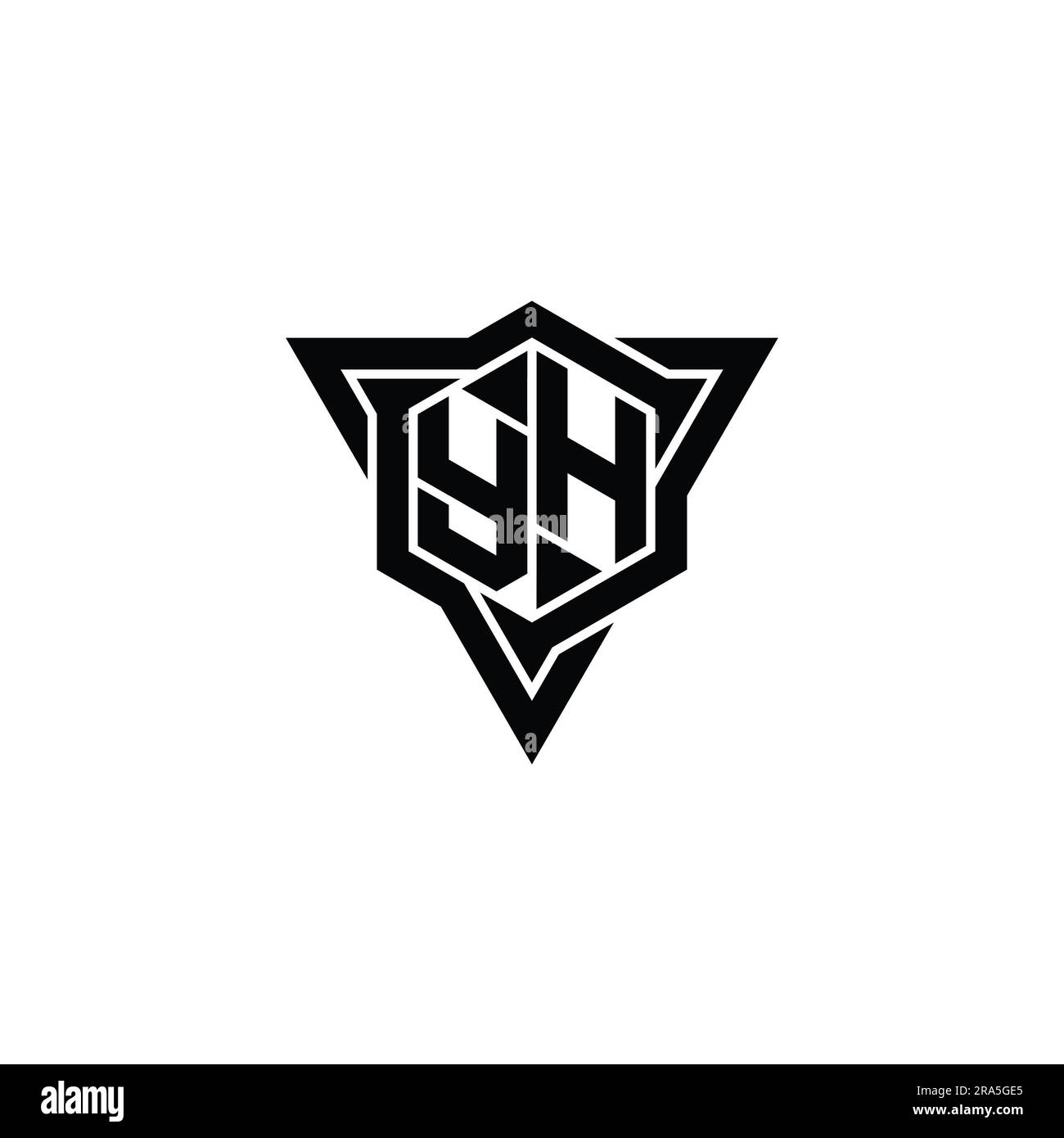 YH Letter Logo monogram hexagon shape with triangle outline sharp slice ... YH Letter Logo monogram hexagon shape with triangle outline sharp slice ...