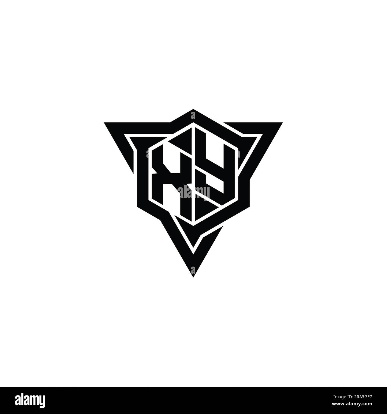 Xy Letter Logo Monogram Hexagon Shape With Triangle Outline Sharp Slice Style Design Template