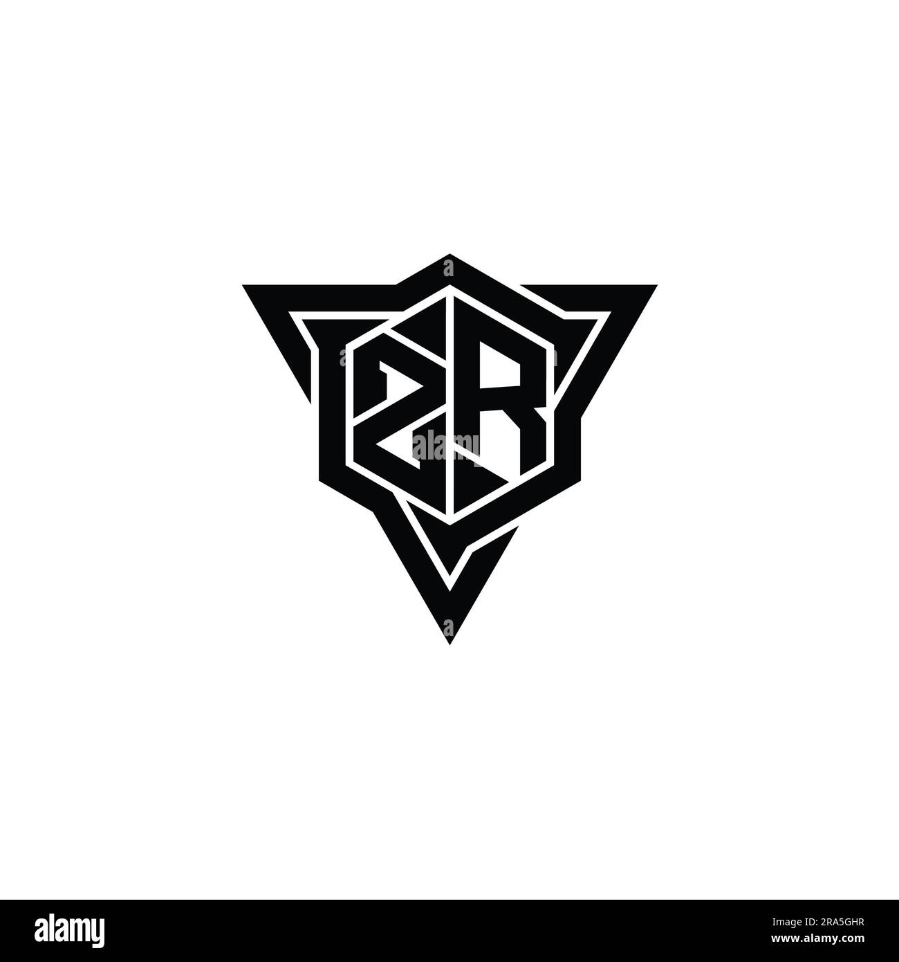 ZR Letter Logo monogram hexagon shape with triangle outline sharp slice ... ZR Letter Logo monogram hexagon shape with triangle outline sharp slice ...