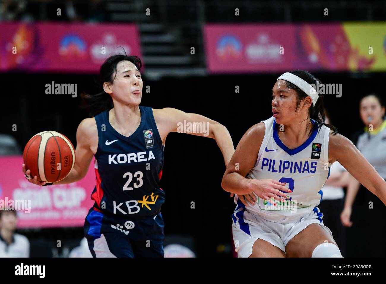 Sydney, Australia. 01st July, 2023. Kim Danbi (L) of the Korea Women Basketball team seen in ...