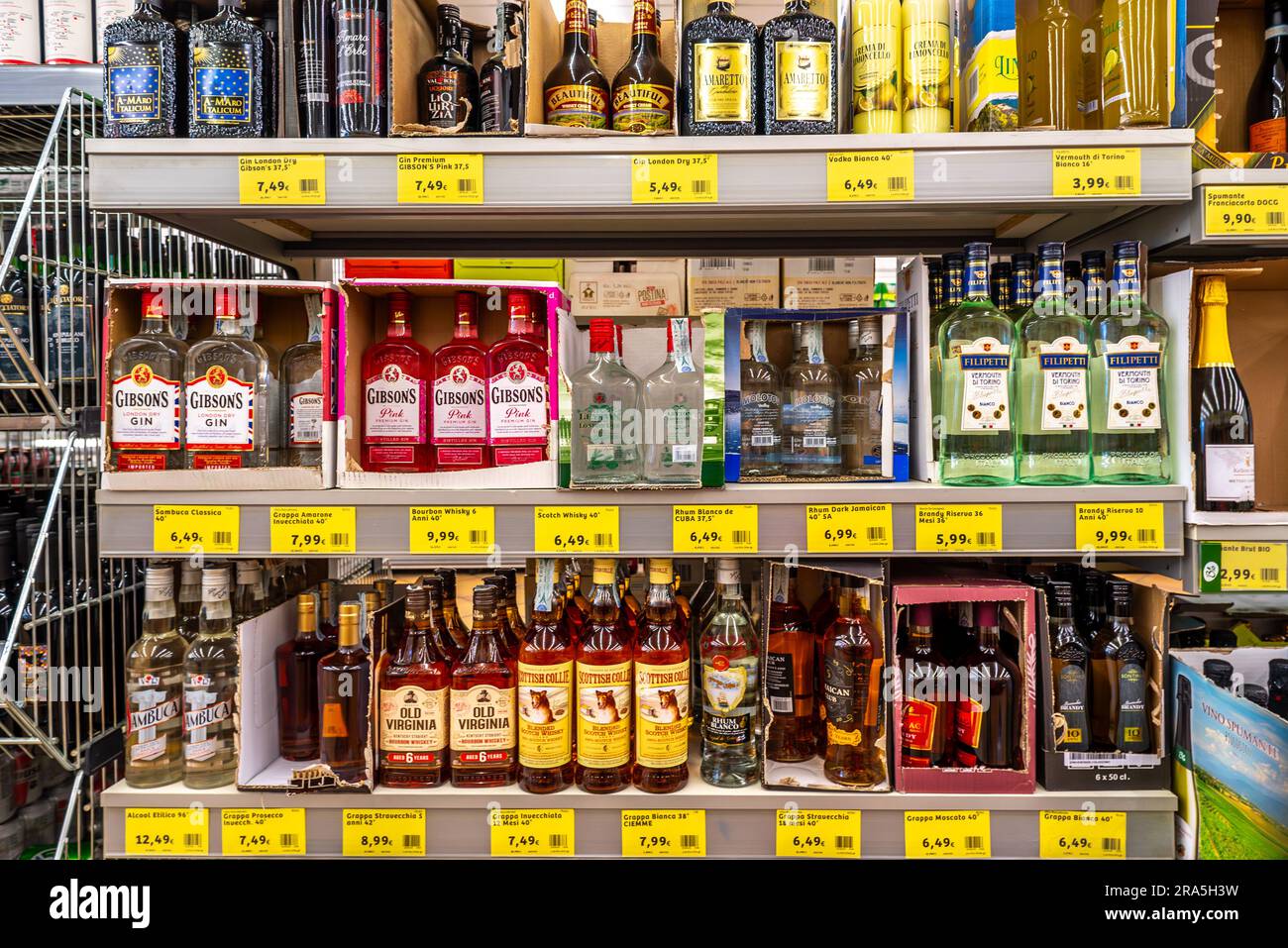 italy - june 15, 2023: bottles of Bourbon Whiskey, schoth whisky and ...