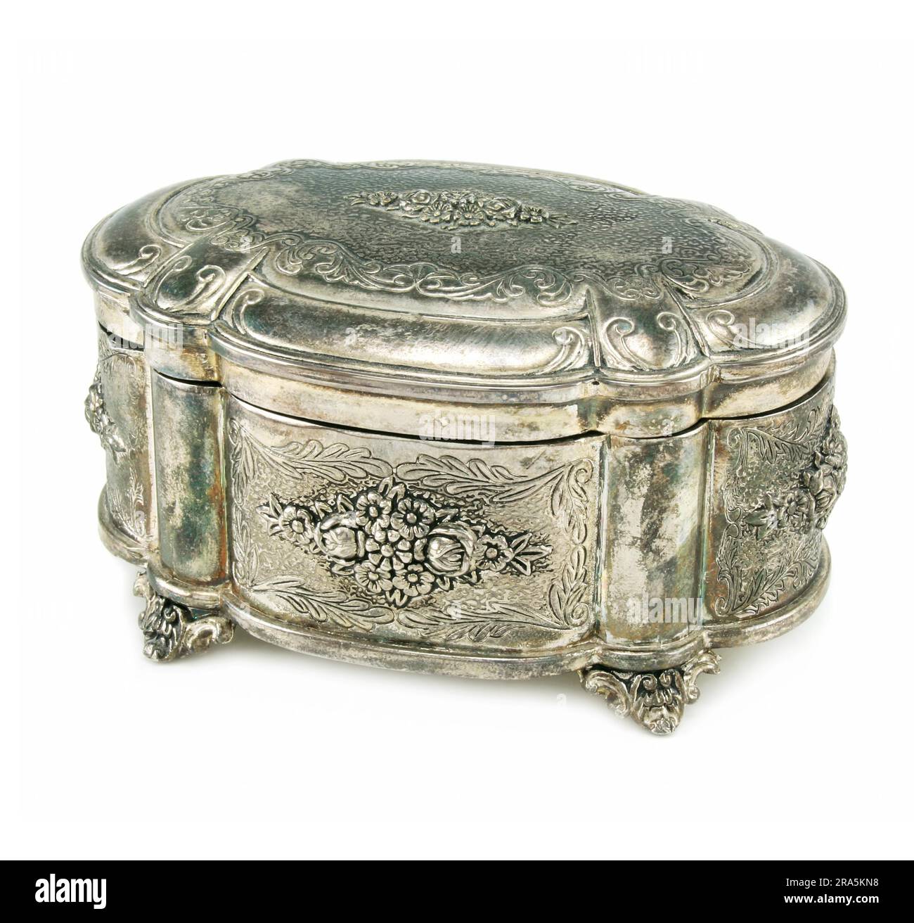 Ancient silver box isolated on a whitebackground Stock Photo - Alamy