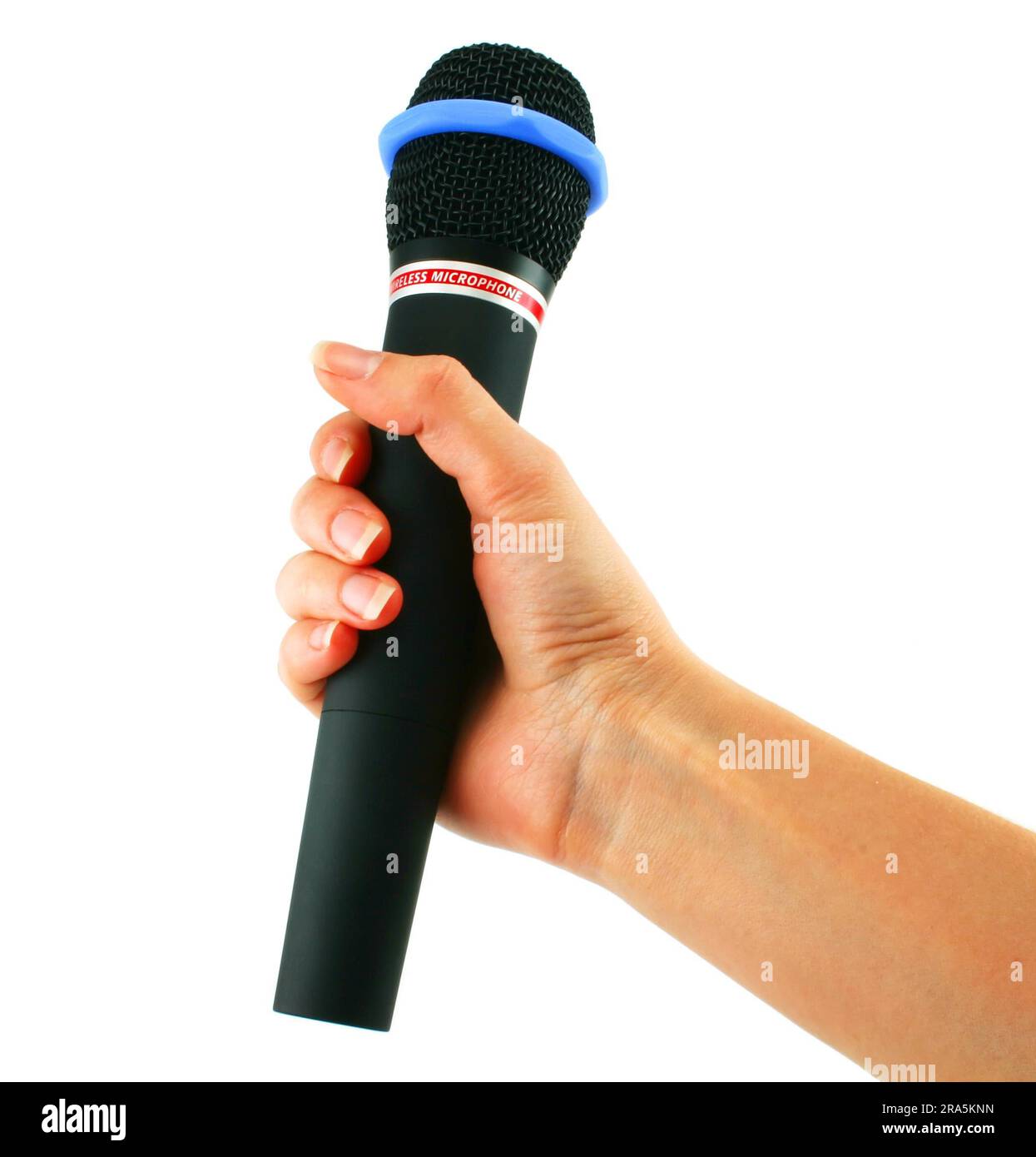 Wireless microphone in hand isolated on a white background Stock Photo ...