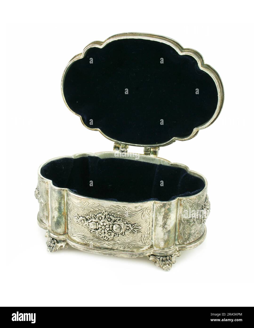 Ancient silver box open isolated on a white background Stock Photo - Alamy